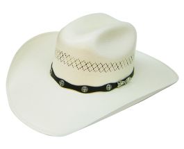 Modestone 100X Traditional Bangora Rodeo Straw Cowboy Hat White